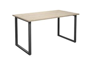 4061753262806 - Mehrzwecktisch DUO-O gerade Platte Tiefe 800 mm Breite 1400 mm Eiche   schwarz kaiserkraft