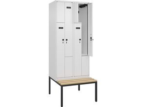 4068192935711 - Z-Spind Evolo PLUS Sitzbank 2 Abteile weiß B 800 mm Sicherheits-Drehriegel mit untergebauter Sitzbank Buche kaiserkraft