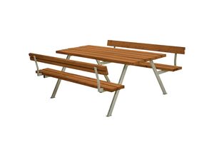 5703393732262 - Gruppensitzbank mit Rückenlehne für 6 Personen Länge 1770 mm teakfarben kaiserkraft