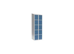 7042423789462 - 5er-Schließfachschrank Fydor 2 Abteile lichtgrau   brillantblau B 600 mm 2 Abteile schräge Dachform Zylinderschloss kaiserkraft