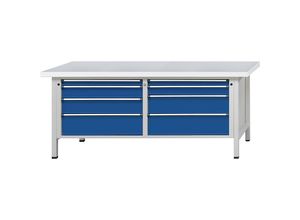 4014641017279 - Werkbank mit XL XXL-Schubladen Gestellbauweise Breite 2000 mm 8 Schubladen Universalplatte Front enzianblau ANKE