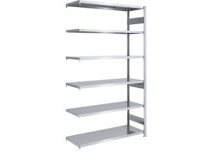4250623789530 - Schwerlast-Steckregal verzinkt beidseitig Regalhöhe 2500 mm 6 Böden Anbauregal BxT 1300 x 600 mm hofe