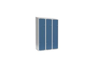 7042423792301 - Z-Spind Fydor 3 Abteile lichtgrau   brillantblau B 1200 mm 3 Abteile schräge Dachform Zylinderschloss kaiserkraft