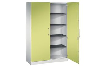 4059369514860 - Flügeltürenschrank ASISTO Höhe 1980 mm Breite 1200 mm 4 Fachböden lichtgrau viridingrün C+P
