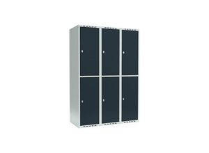 7042423062138 - Doppelstock-Spind Fydor 3 Abteile lichtgrau   grau B 1200 mm 3 Abteile flache Dachform Vorhängeschloss kaiserkraft