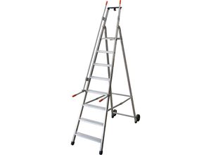 8028406109556 - Mobile Lager- und Regalleiter mit 2 Handläufen und Rollen 8 Stufen inkl Plattform kaiserkraft