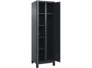 4067521054161 - Putzmittelspind Classic PLUS 1 Abteil Trennwand mittig grau B 600 mm mit Füßen Drehriegel C+P