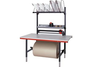 8057711830978 - Packtisch mit Ablage Kartonmagazin Schneidevorrichtung grau kaiserkraft