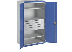 4014641089085 - Schwerlastschrank mit 3 Fachböden 4 Schubladen à 3 x 90 1 x 120 mm HxBxT 1950 x 1084 x 690 mm ANKE