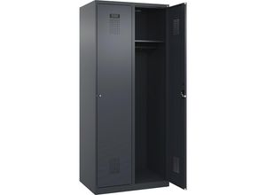 4067521988749 - Spind Evolo PLUS 2 Abteile grau B 800 mm mit Bodengleitern Zylinderschloss C+P