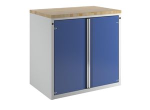 4014641106263 - Schrank für Material- und Werkzeugausgabetheke 2 Türen 2 Fachböden grau   blau ANKE