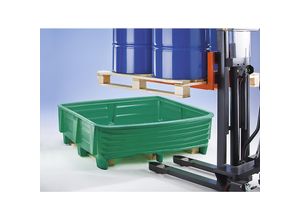 4055661013940 - PE-Transport-Auffangwanne Auffangvolumen 430 l LxBxH 1500 x 1550 x 500 mm mit Holzpalette 1200 x 1200 mm kaiserkraft