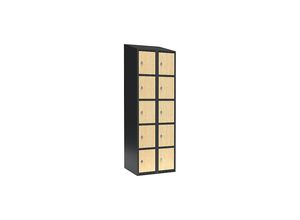 7042424830620 - 5er-Schließfachschrank Fydor 2 Abteile grau   Birke B 600 mm 2 Abteile schräge Dachform Vorhängeschloss kaiserkraft