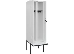 4066681788930 - Schwarz-Weiß-Spind Classic PLUS Sitzbank 1 Abteil verkehrsweiß B 600 mm Sicherheits-Drehriegel auskragend Kunststoff C+P