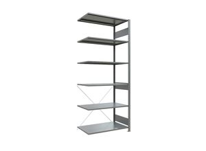 4061753012371 - eurokraft pro Steckregal einreihig Fachboden-BxT 1000 x 600 mm verzinkt Höhe 2500 mm Anbauregal