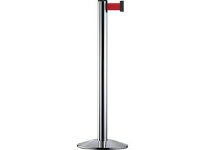 4045806178764 - Gurtpfosten Beltrac EXTEND Aluminium Pfosten Chrom poliert Gurt rot kaiserkraft