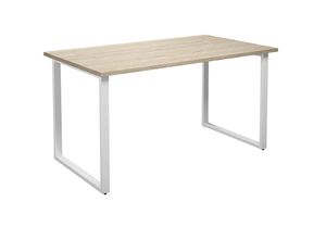 4061753262813 - Mehrzwecktisch DUO-O gerade Platte Tiefe 800 mm Breite 1400 mm Eiche   weiß kaiserkraft
