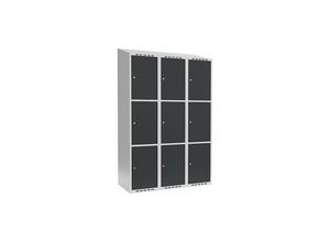 7042423037563 - 3er-Schließfachschrank Fydor 3 Abteile lichtgrau   grau B 1200 mm 3 Abteile schräge Dachform Zylinderschloss kaiserkraft