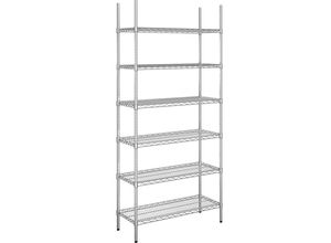 4061753092069 - Stahldraht-Gitterregal verchromt Fachlast 150 kg BxT 910 x 460 mm Grundregal Höhe 2180 mm 6 Fachböden kaiserkraft
