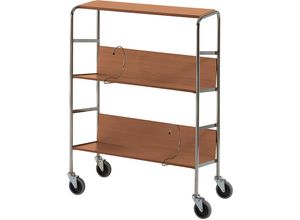 7330726308597 - Aktenordnerwagen mit Ablageboden verchromt 3 Etagen LxBxH 800 x 340 x 1060 mm Kirsche-Dekor ab 5 Stk