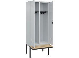 4066681818262 - Schwarz-Weiß-Spind Classic PLUS Sitzbank 1 Abteil lichtgrau B 800 mm Zylinderschloss auskragend Buche-Hartholz C+P