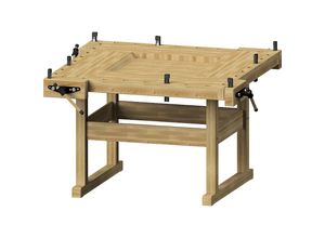 4014641059576 - Hobelbank mit 4 Arbeitsplätzen mit 4 Paar Rechteckbankhaken HxBxT 880 x 1620 x 1620 mm ANKE