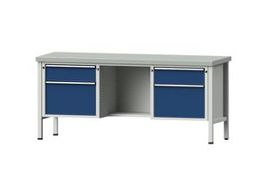 4014641010881 - Werkbank Gestellbauweise Serie V Schubladen 2 x 180 mm 2 x 360 mm ½ Ablageboden Höhe 890 mm Stahlblechbelag ANKE