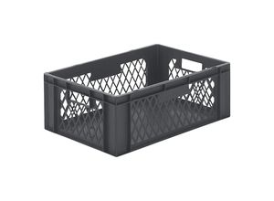 4031022090539 - Euro-Format-Stapelbehälter Wände durchbrochen Boden geschlossen LxBxH 600 x 400 x 210 mm grau VE 5 Stk kaiserkraft
