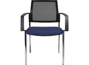 4014296957333 - Netz-Stapelstuhl 4-Fuß VE 2 Stk Sitz blau Gestell chrom Topstar