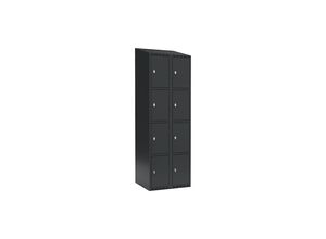 7042424830903 - 4er-Schließfachschrank Fydor 2 Abteile grau B 600 mm 2 Abteile schräge Dachform Vorhängeschloss kaiserkraft