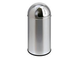 8713631012749 - Push-Abfalleimer Edelstahl Volumen 40 l HxØ 740 x 340 mm robust und langlebig kaiserkraft