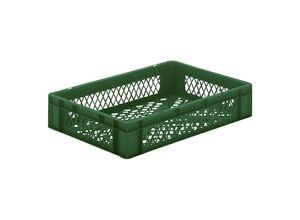 4031022016126 - Euro-Format-Stapelbehälter Wände und Boden durchbrochen LxBxH 600 x 400 x 120 mm grün VE 5 Stk kaiserkraft