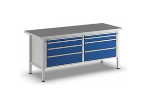 4014641017286 - Werkbänke 2000 mm breit Gestellbauweise 8 Schubladen Universalplatte Höhe 890 mm ANKE