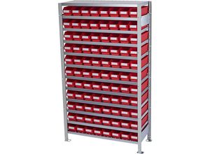 4250621500731 - Steckregal mit Regalkästen Regalhöhe 1790 mm Grundregal Tiefe 400 mm 88 Kästen rot STEMO