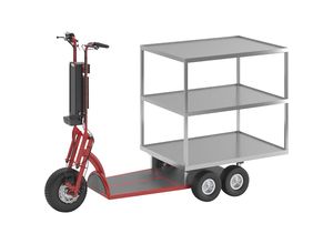 3760406530200 - Elektro Transportroller XXL PRO 5 Räder mit Regal rot kaiserkraft