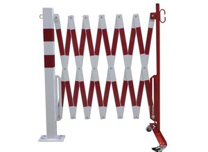 4250912308176 - CrashStop Sperrpfosten mit Scherengitter Vierkantrohr 70 x 70 mm zum Aufdübeln reflektierend rot   weiß Länge max 4000 mm