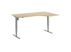 4061753259301 - Schreibtisch Atlanta elektrisch höhenverstellbar Ecke BxT 1800 x 1200 mm Eiche silber rechts kaiserkraft