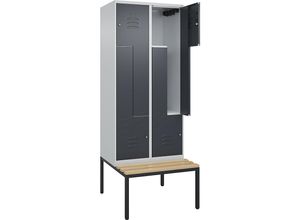 4067521119006 - Z-Spind Classic PLUS Sitzbank 2 Abteile lichtgrau   grau B 800 mm Zylinderschloss untergebaut Buche-Hartholz C+P
