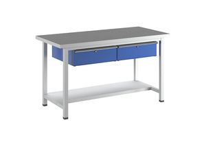 4014641072148 - Werkbank Gestellbauweise Serie V 2 Schubladen 1 Ablageboden Breite 1500 mm Universalplatte ANKE