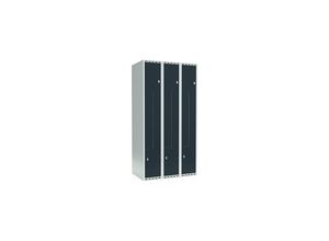 7042423058940 - Z-Spind Fydor 3 Abteile lichtgrau   grau B 900 mm 3 Abteile flache Dachform Vorhängeschloss kaiserkraft