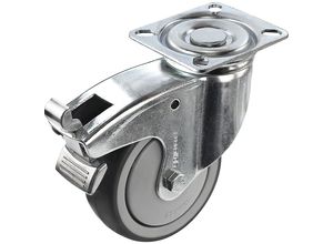 4250615204485 - Gummireifen thermoplastisch mit Montageplatte Rad-Ø x Breite 100 x 32 mm Lenkrolle mit Doppelstopp Proroll