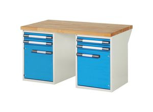 4061753257611 - eurokraft pro Werkbank Baukastensystem Serie 7000 4 Schubladen 2 Türen BxT 1500 x 900 mm