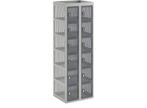4061753009951 - eurokraft pro AMSTERDAM Lochblechspind Breite 600 mm Abteil 300 mm 12 Fächer für Vorhängeschloss Türen basaltgrau