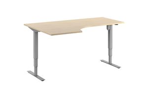 4061753266231 - Schreibtisch Atlanta elektrisch höhenverstellbar Ecke BxT 1800 x 1200 mm Birke silber links kaiserkraft