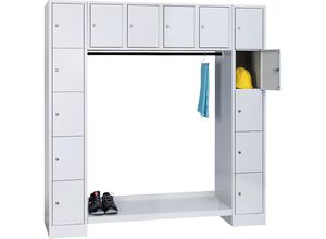 4250618216492 - Garderobensystem offen Gesamt-HxB 1850 x 1800 mm 14 Fächer lichtgrau