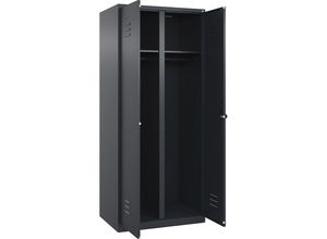 4067521332603 - Schwarz-Weiß-Spind Classic PLUS 1 Abteil grau HxB 1850 x 800 mm mit Bodengleitern Drehriegel C+P