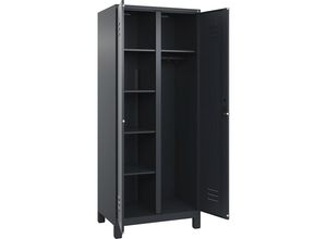 4067521054468 - Putzmittelspind Classic PLUS 1 Abteil Trennwand mittig grau B 800 mm mit Füßen Drehriegel C+P
