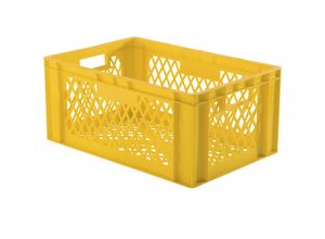 4031022013873 - Euro-Format-Stapelbehälter Wände und Boden durchbrochen LxBxH 600 x 400 x 270 mm gelb VE 5 Stk kaiserkraft