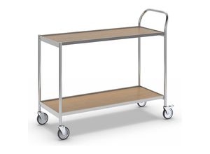 7330726305114 - Tischwagen 2 Etagen LxB 1000 x 420 mm Chrom Eiche