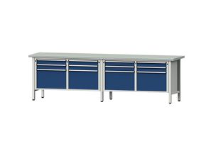 4014641091743 - Werkbank Breite 2800 mm Gestellbauweise 12 Schubladen 8 x 90 mm 4 x 360 mm Stahlblechbelagplatte ANKE